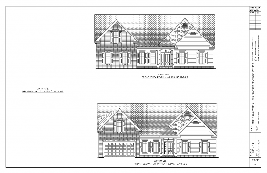 FRONT ELEV CLASSIC OPTIONS | Craig Builders | Craig Builders